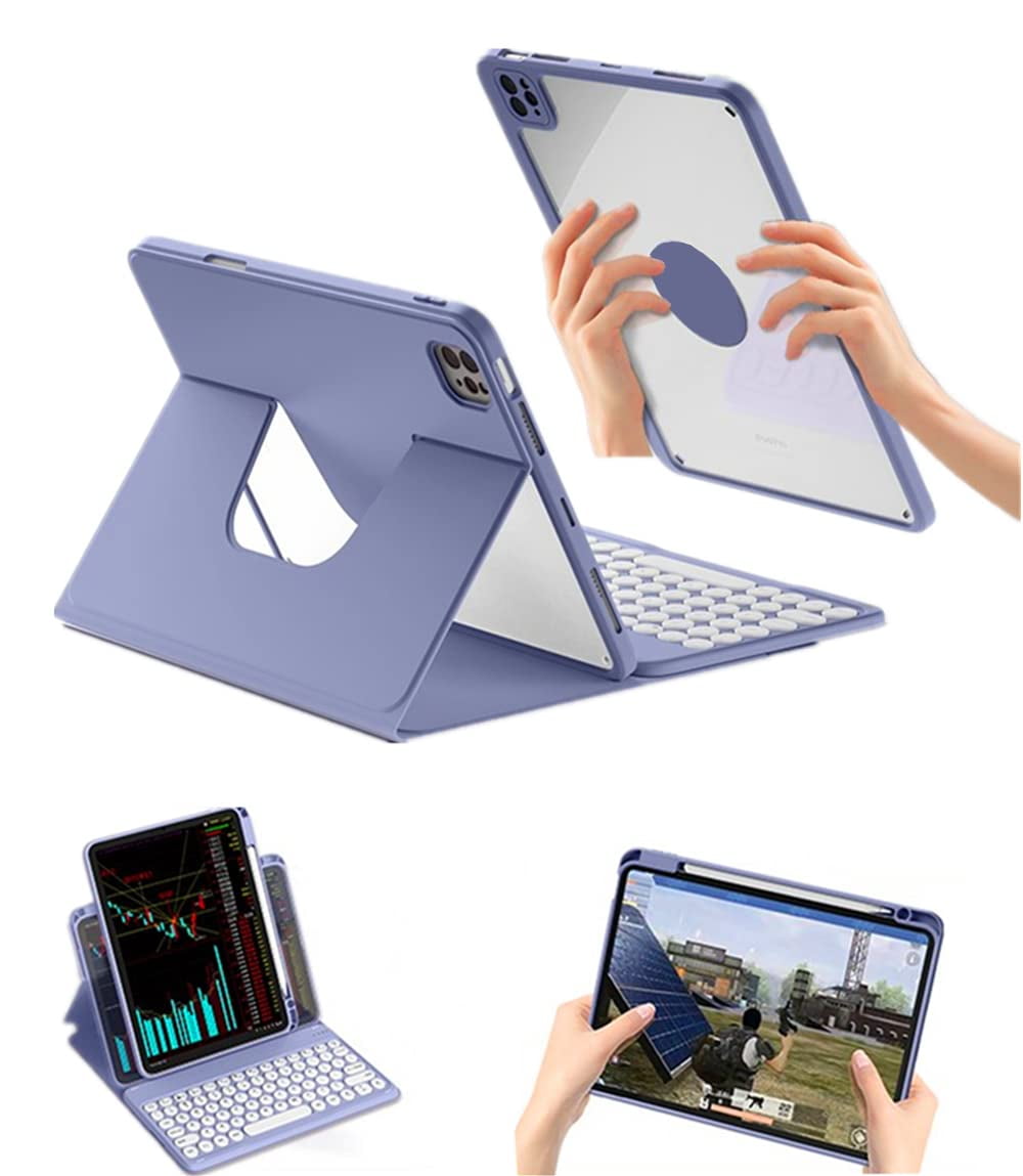 Rotatable iPad 10 Keyboard Case with Magnet, Detachable Transparent ...
