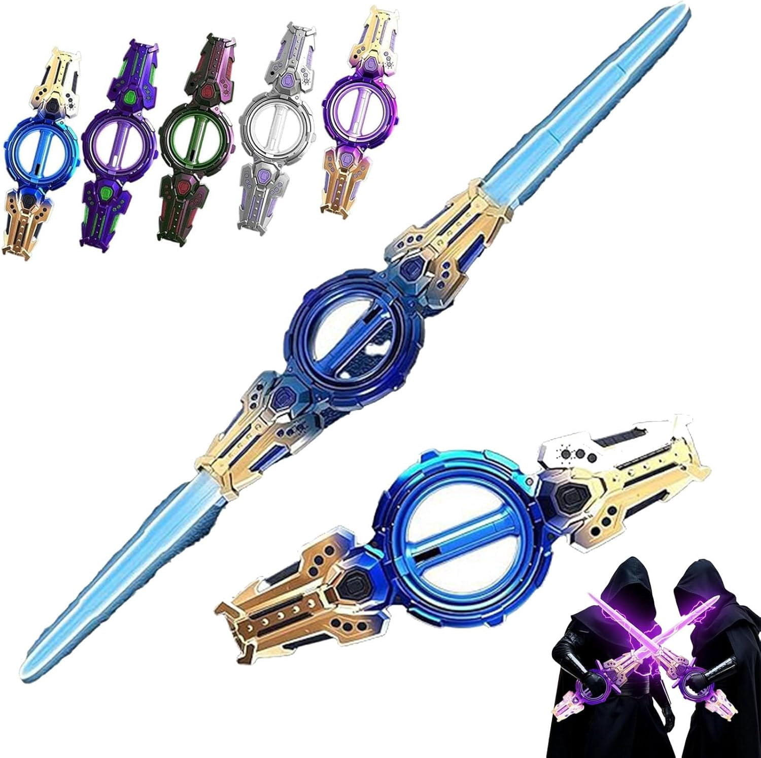 Rotate Dual-Blade Sword Model with Retractable, Light Up Sword, Bearing ...