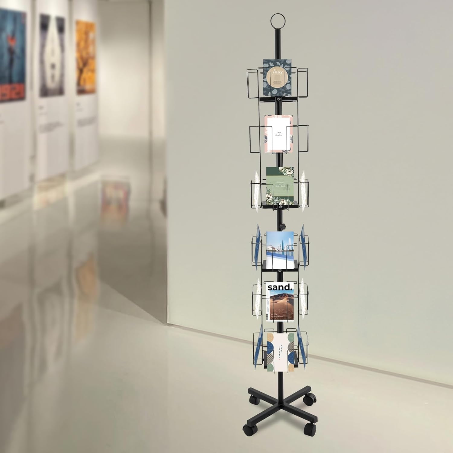 Rotating 24 Pockets Greeting Card Rack Brochure Display Stand 360 ...