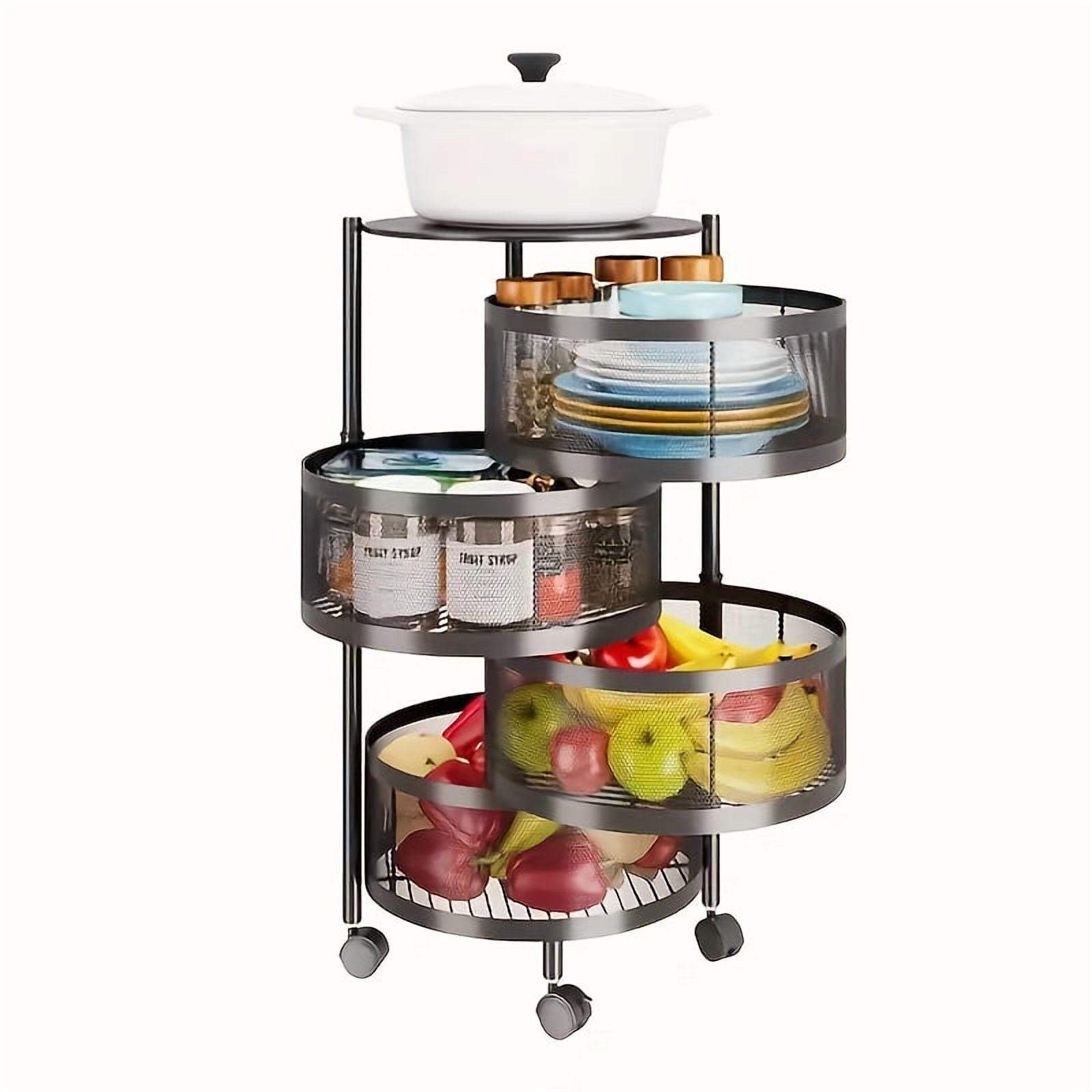 Rotating 3-Tier Kitchen Storage Organizer - Metal Lazy Susan Turntable ...