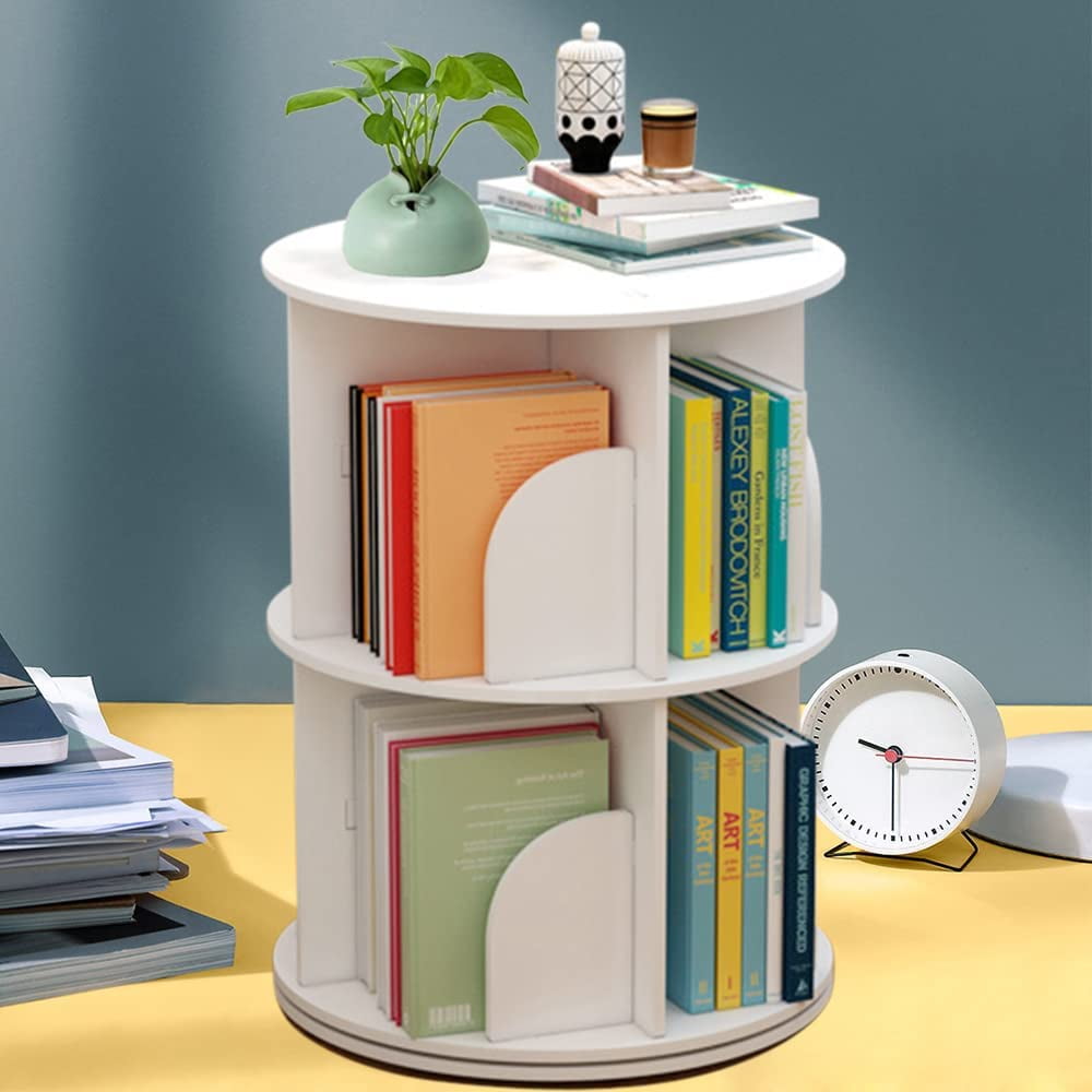 Rotating 360 Display Bookshelf Floor Standing Bookcase Rack PVC Book ...