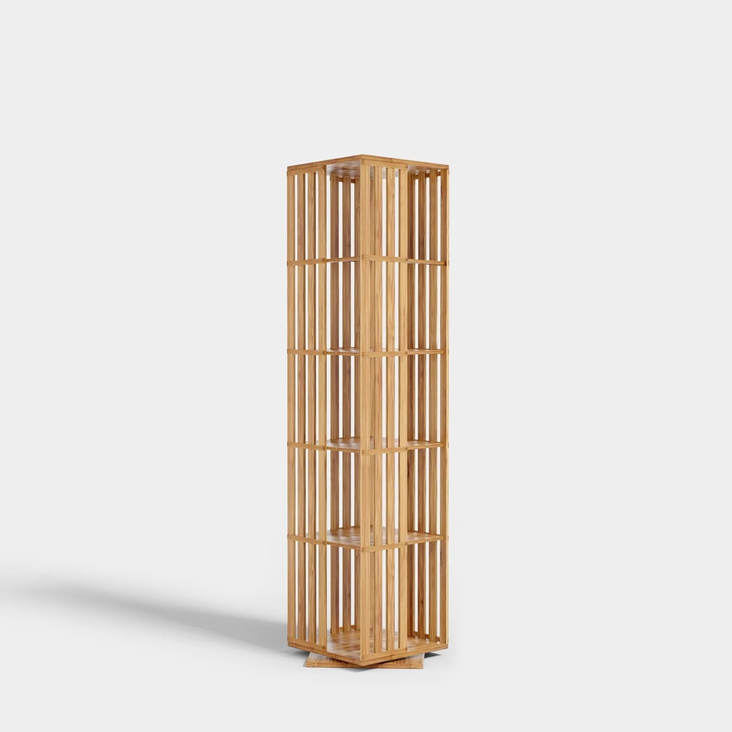 Rotating 360 Display Spinning Bookshelf Tower, 5-Tier Bamboo Floor ...