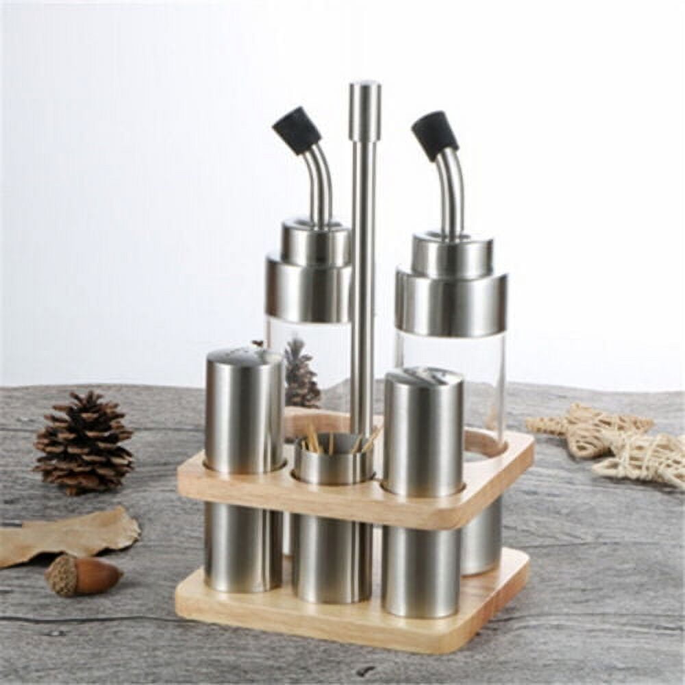 Rotating 5 Spice Jars Rack Carousel Kitchen Storage Holder Condiments ...