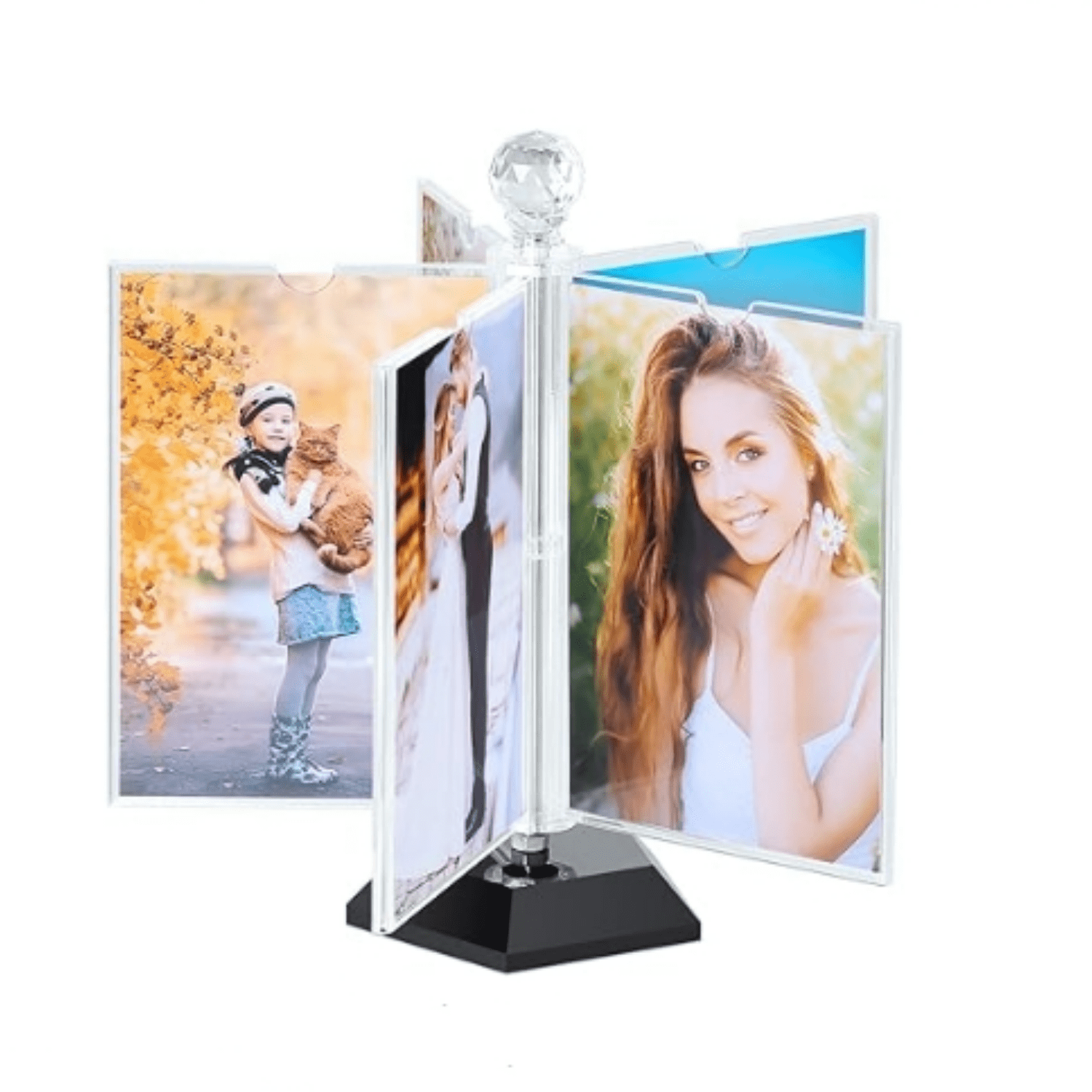 Rotating Acrylic Photo Frame DIY Multiple Picture Frame 5 Double Sides ...