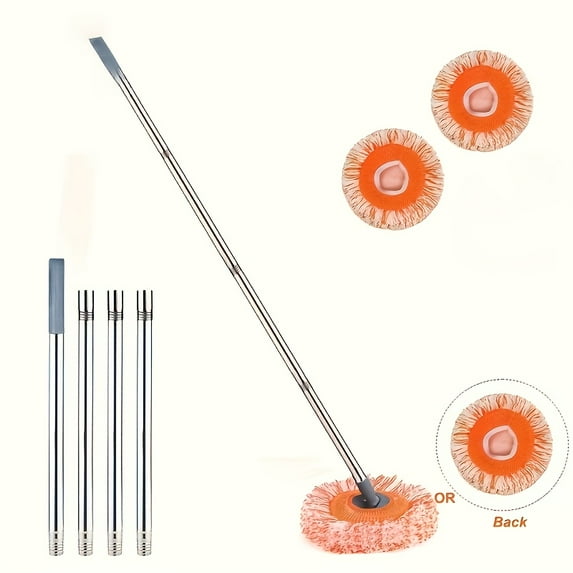 Rotating Adjustable Mop 75inch Long Handle 360° Microfiber Wall Ceiling ...
