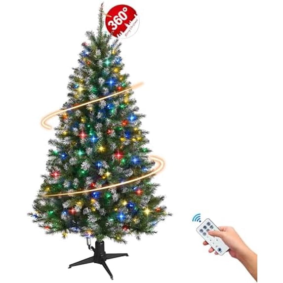 Rotating Artificial Christmas Tree with LED Lights, 6FT 360 Degree ...