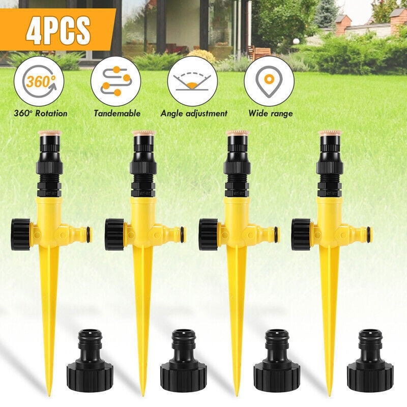 Rotating Auto Garden Lawn Sprinkler 4 Pcs Yellow - Walmart Business ...