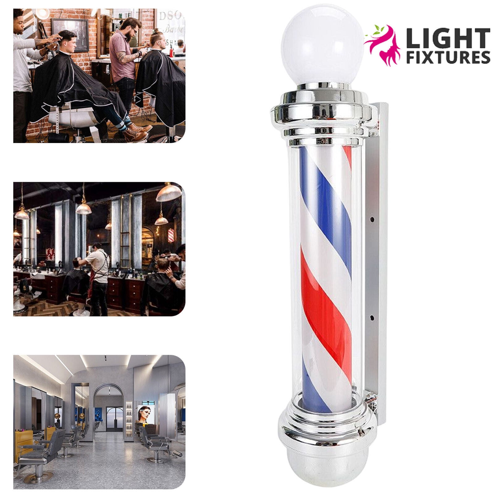 Rotating Barber Pole Light Vintage Barber Pole Lamp Ourdoor LED Hair ...