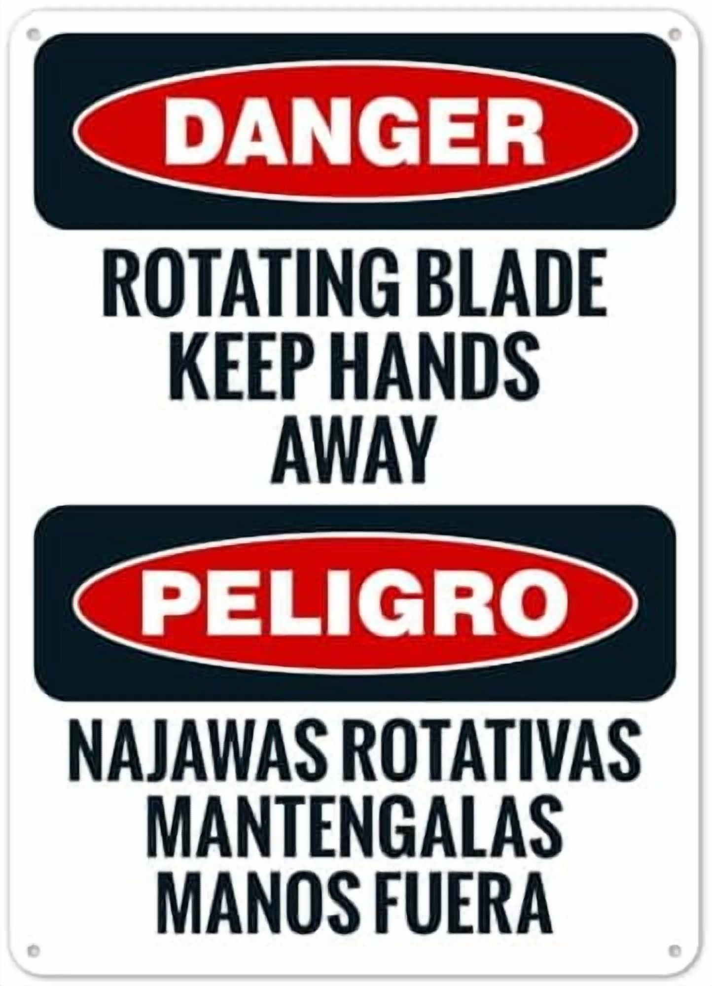 Rotating Blade Keep Hands Away Bilingual Safety Signs,Facility Safety ...