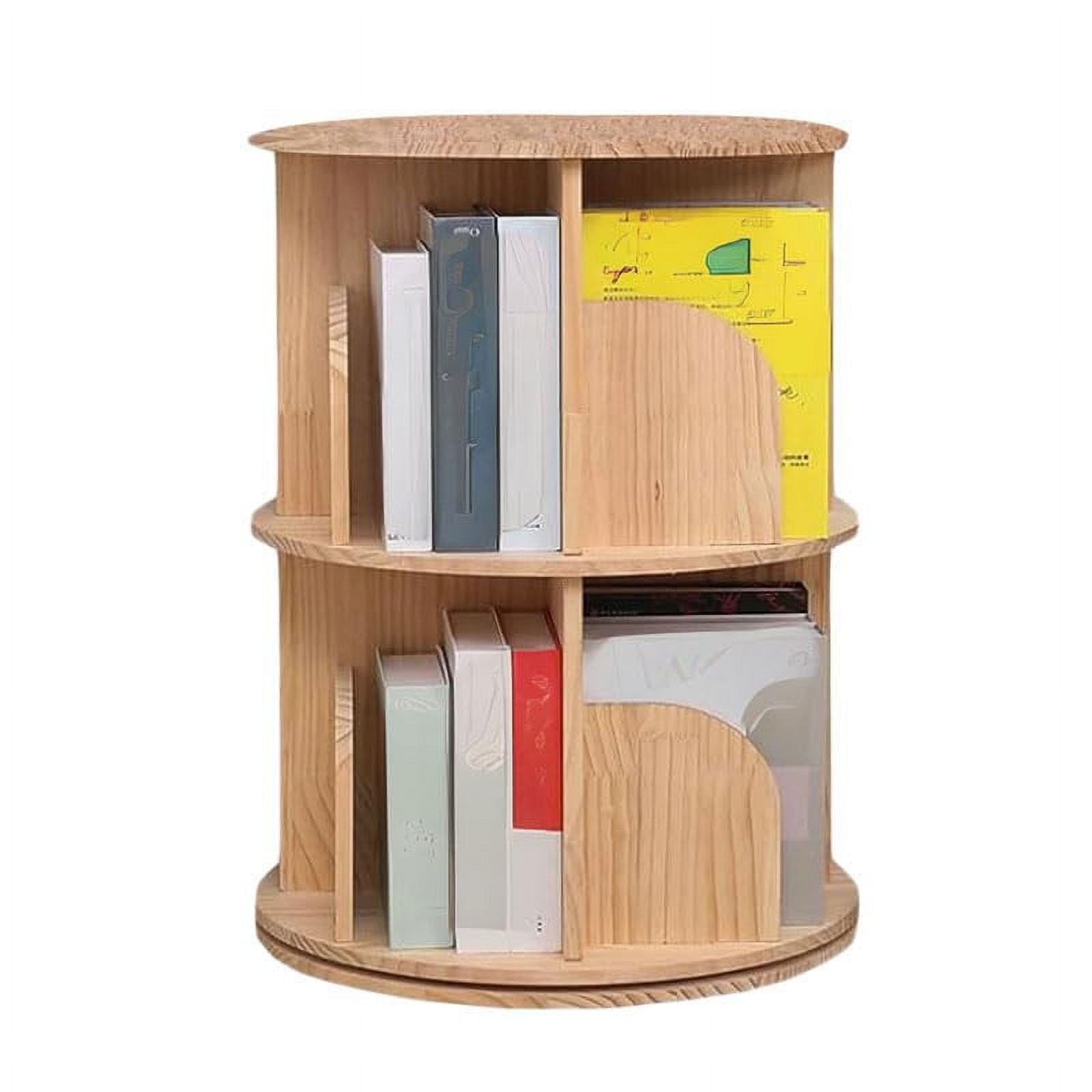 YQSDG Spinning Book Shelf, 2-Tier 360° Rotating Wooden Organizer ...
