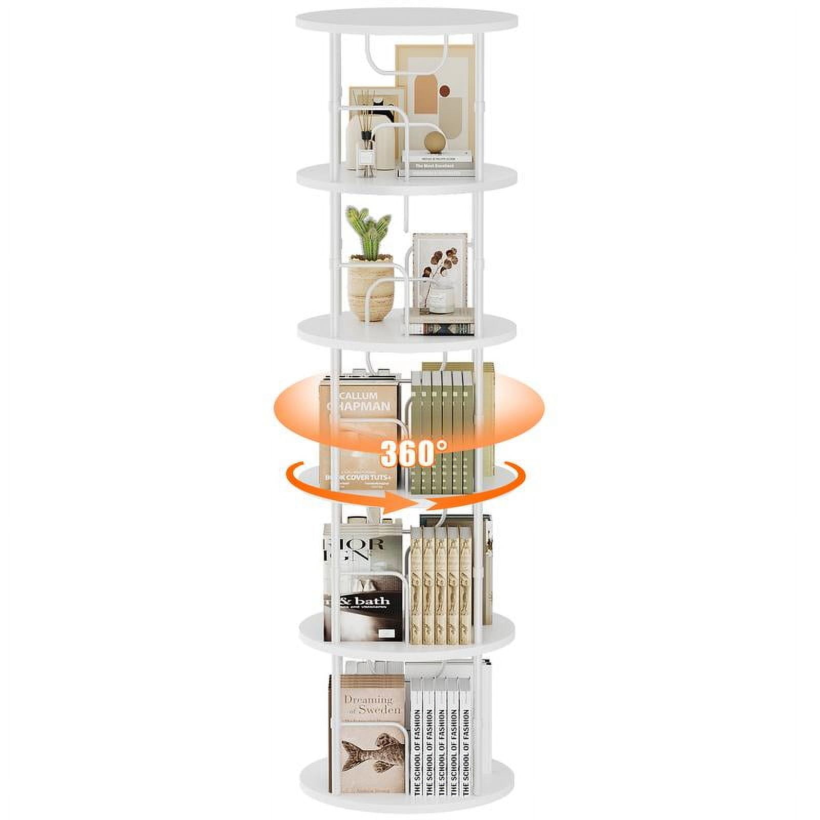 Rotating Bookshelf 3-5 Tier Spinning Bookshelf Tower 360° Display ...