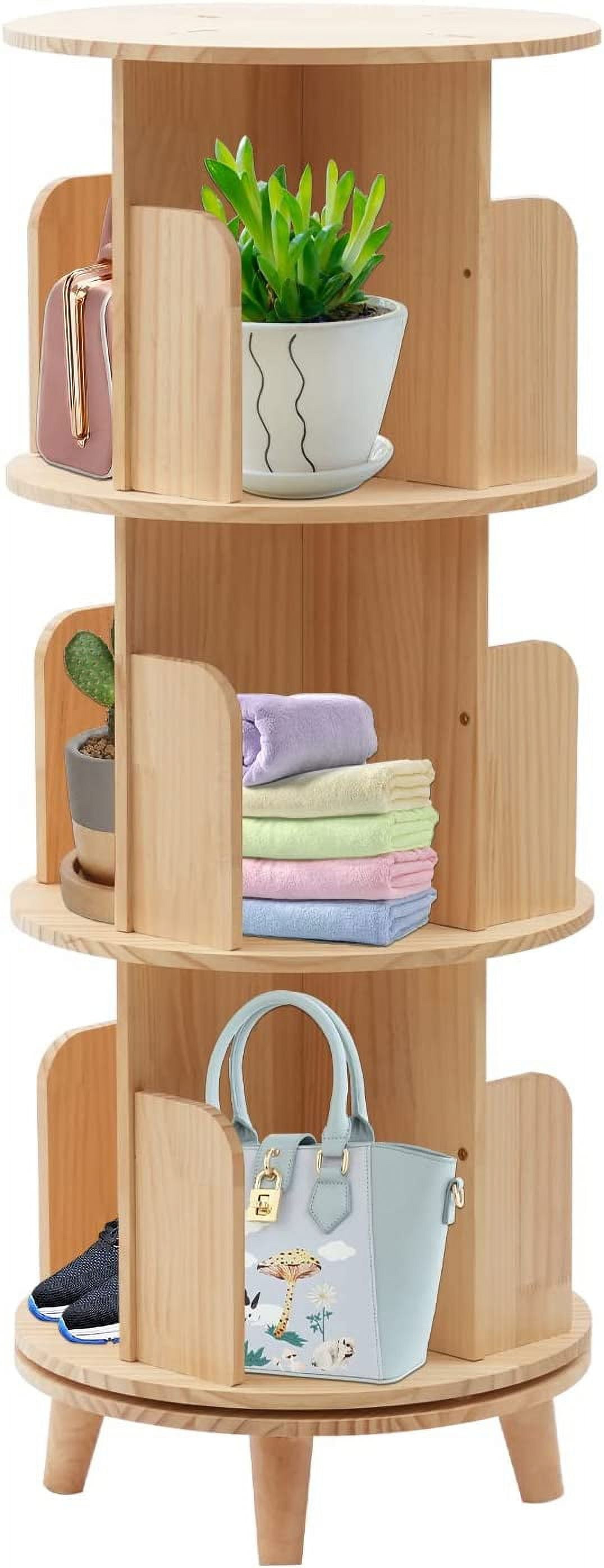 Rotating Bookshelf, 3-Layers Kids Bookcase 360 Rotating Display Book ...