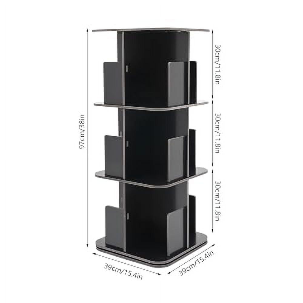 Rotating Bookshelf, 3 Tier 360° Revolving Bookcase Corner PVC Wood ...