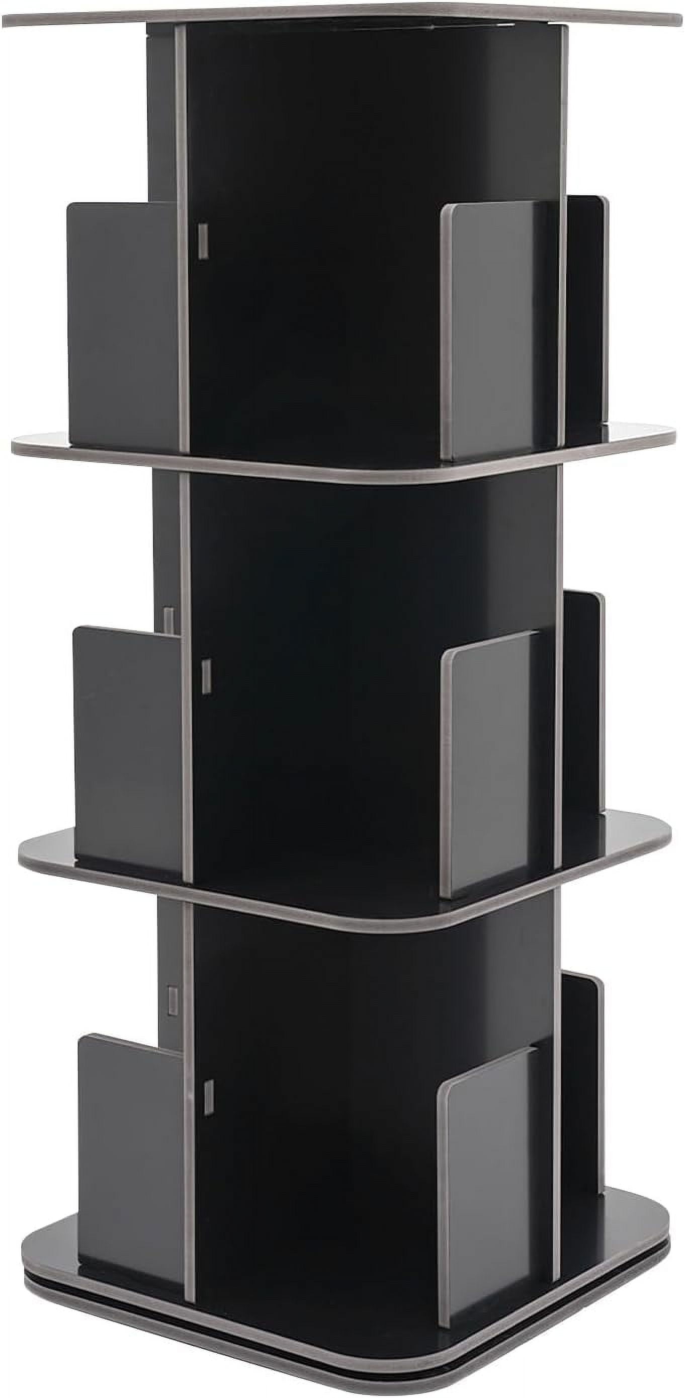 Rotating Bookshelf, 3 Tier 360° Revolving Bookcase Corner PVC Wood ...