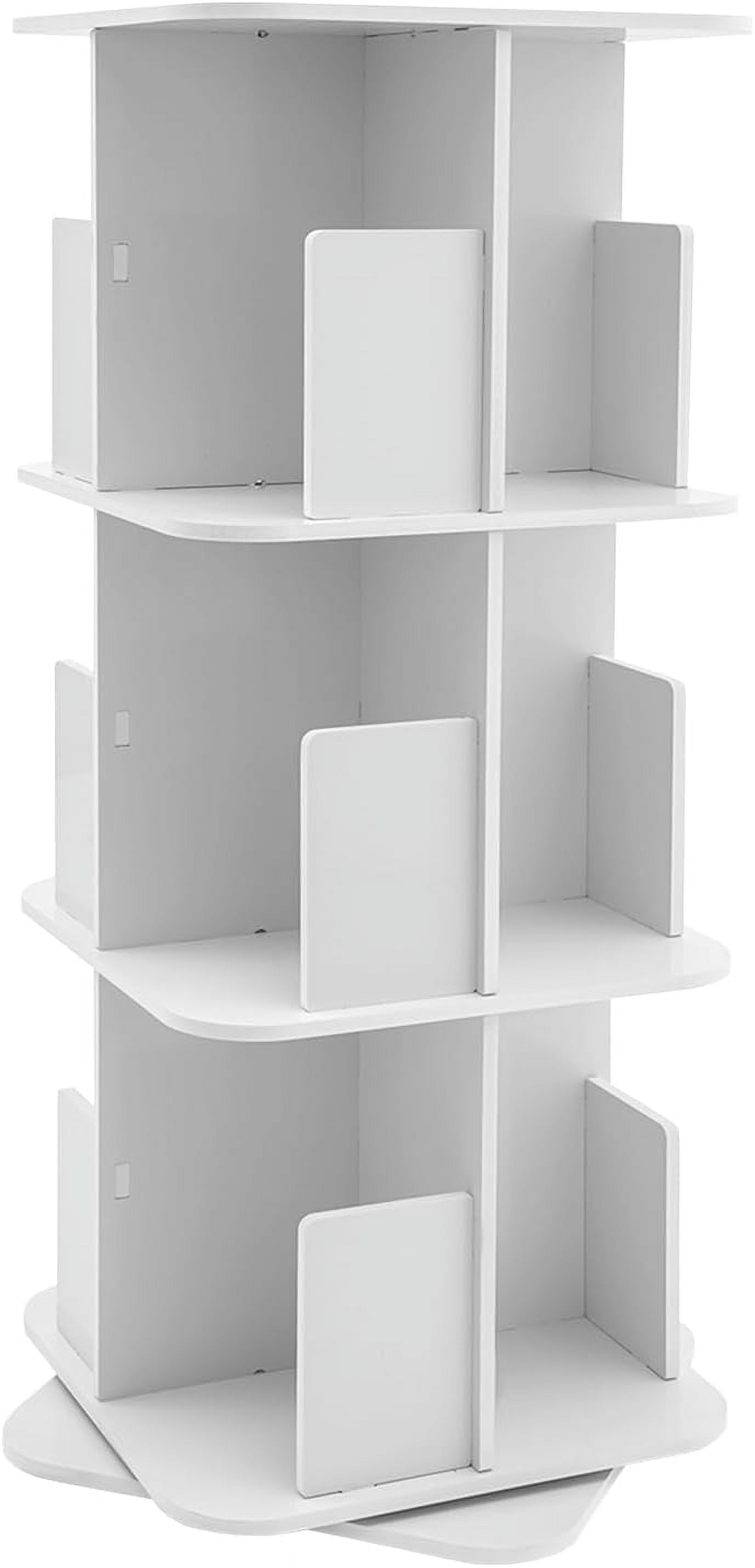 Rotating Bookshelf, 3 Tier 360° Revolving Bookcase Corner PVC Wood ...