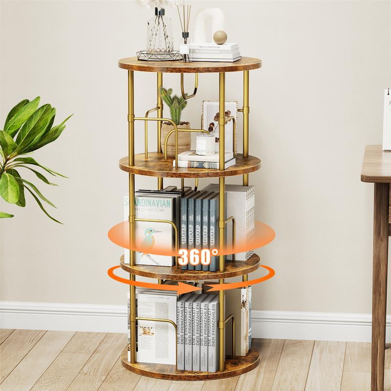 Rotating Bookshelf,3 Tier -5 Tier Spinning Bookshelf Tower,360° Display ...