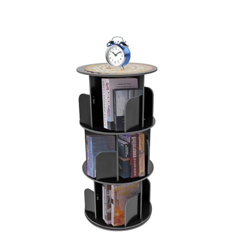 Rotating Bookshelf, 3-Tier Corner Bookcase Spinning Bookshelf, Floor ...