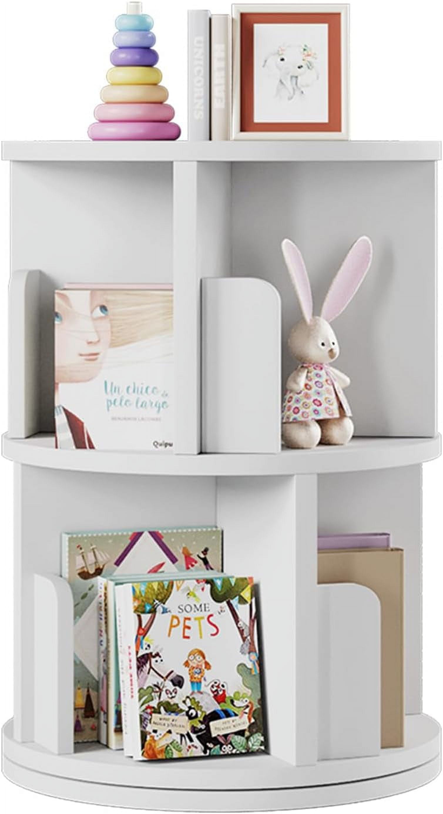 Rotating Bookshelf, 360 Display 2 Tier, Small Corner Bookshelf for ...