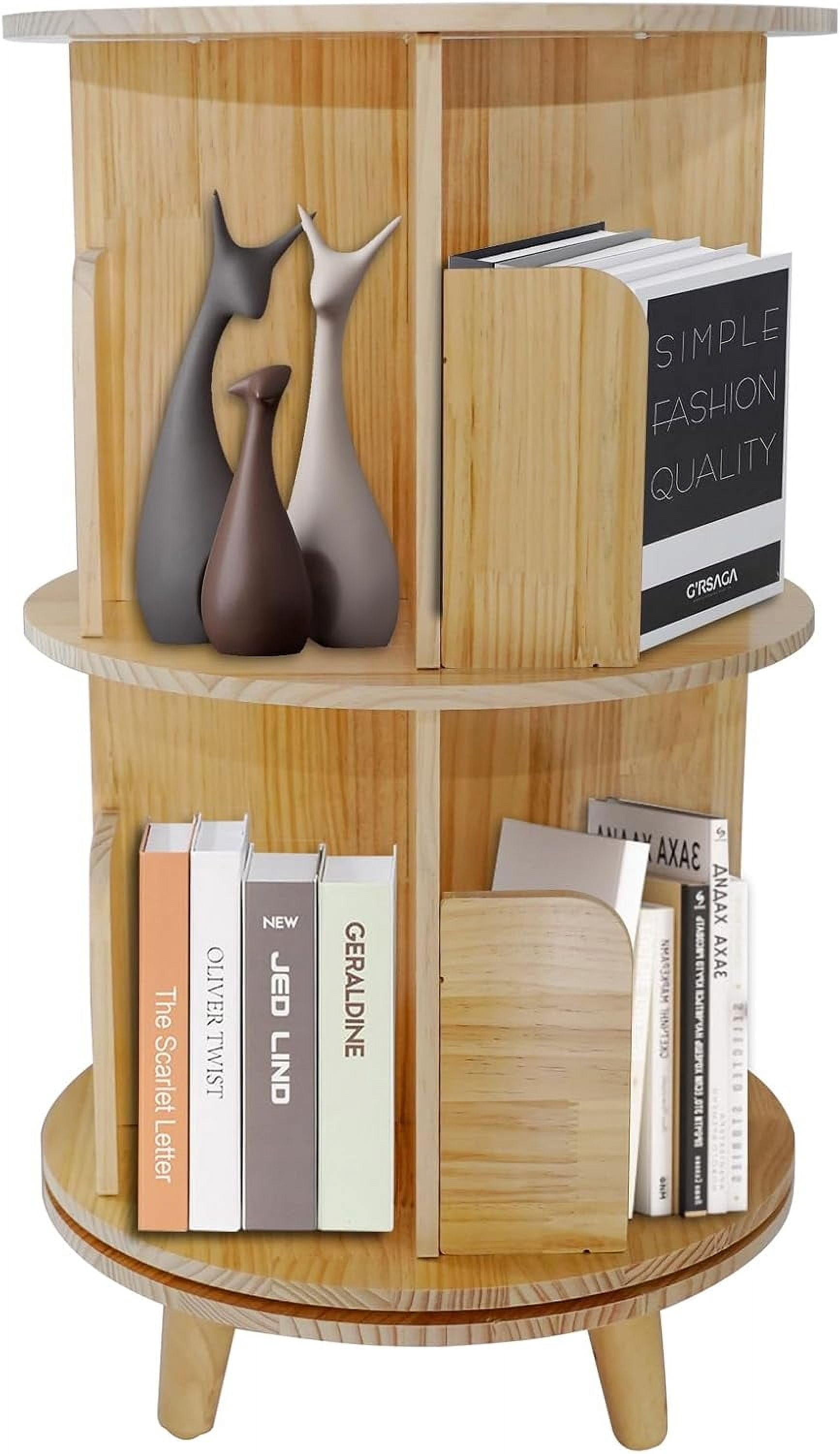 Rotating Bookshelf, 360 Display 2Tier Floor Standing Bookcase Storage ...