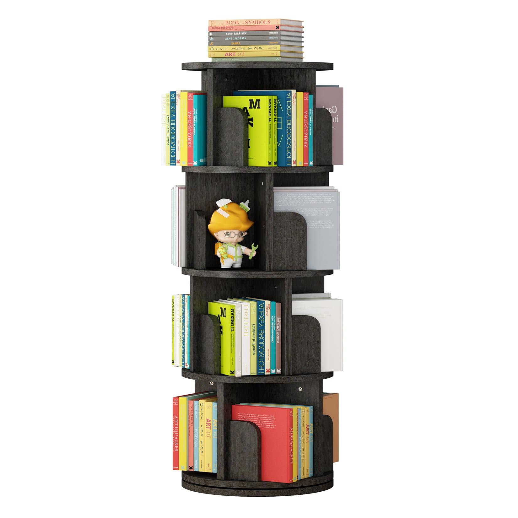 Rotating Bookshelf, 360 Display 4 Tier Bookcase Storage Rack for Kids ...