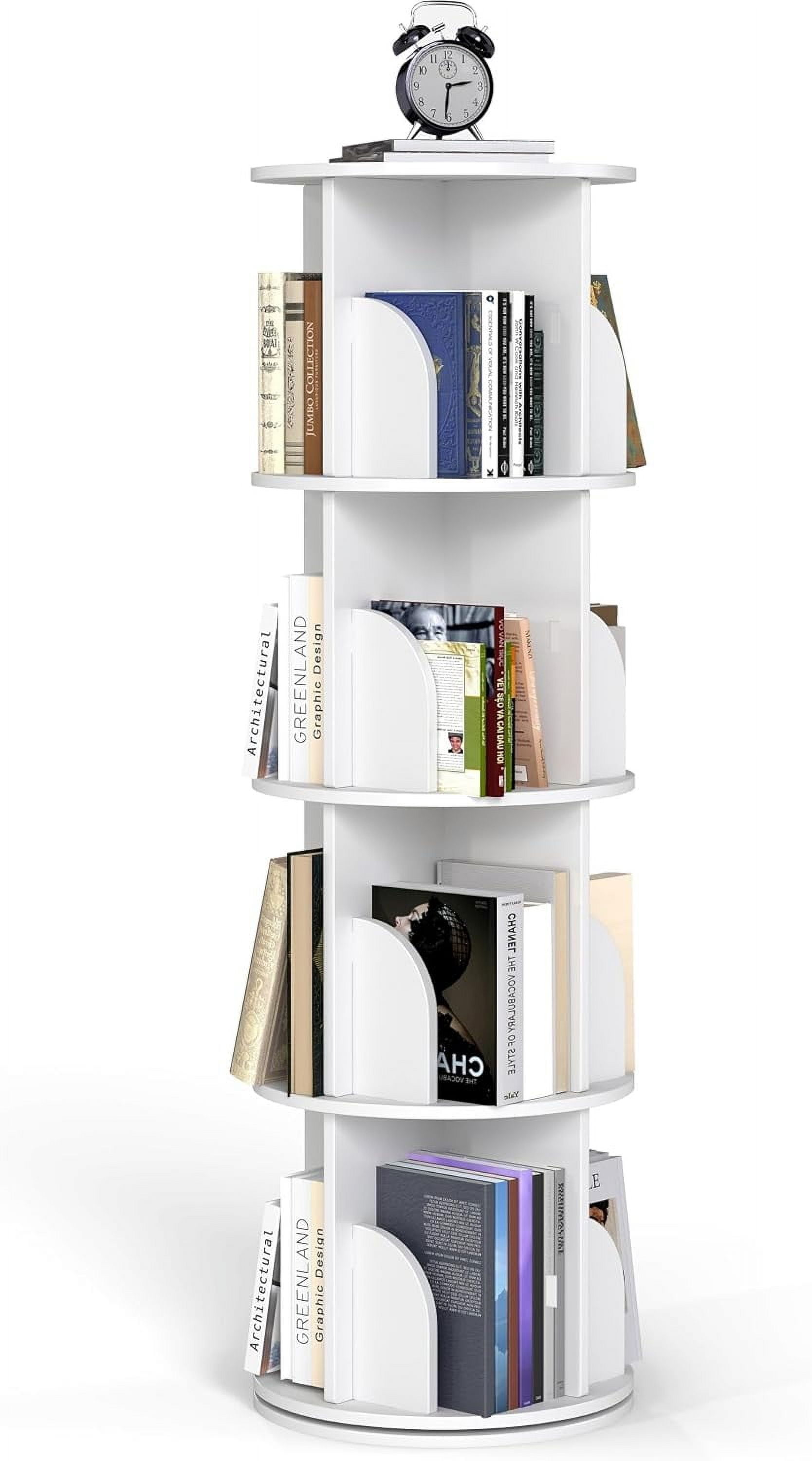 Rotating Bookshelf, 360 Display 4 Tier, Small Corner Bookshelf for ...