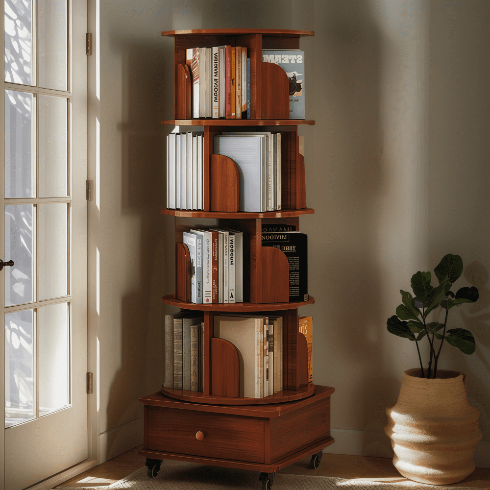 Rotating Bookshelf, 360 Display Corner Bookshelf, 6 Tier Bookcase ...