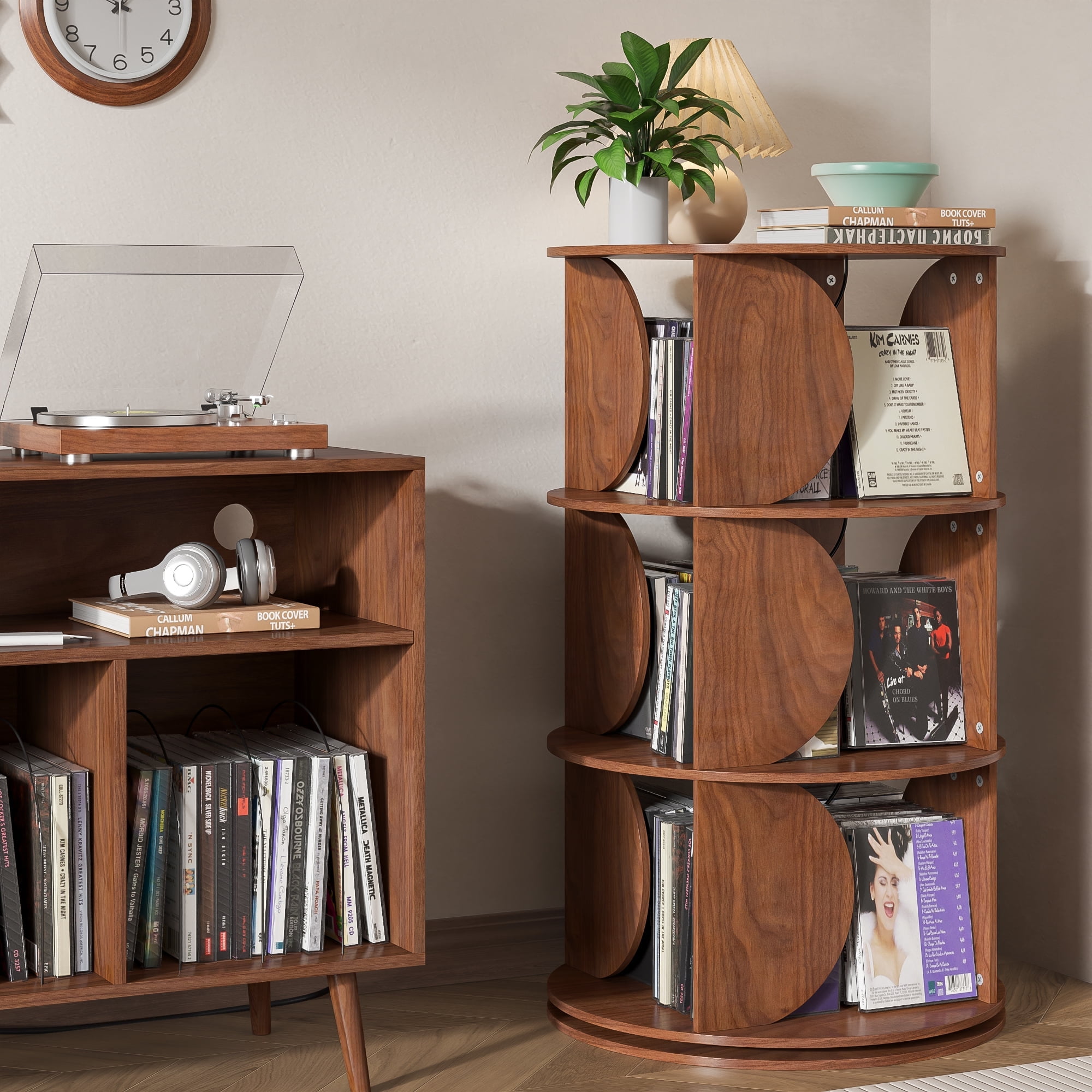 Rotating Bookshelf, 360 Display Corner Bookshelf for Small Space, 3 ...
