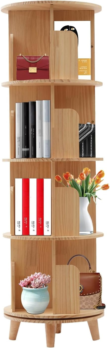 Rotating Bookshelf 360 Display Floor Standing Bookcase Storage Rack 4 ...