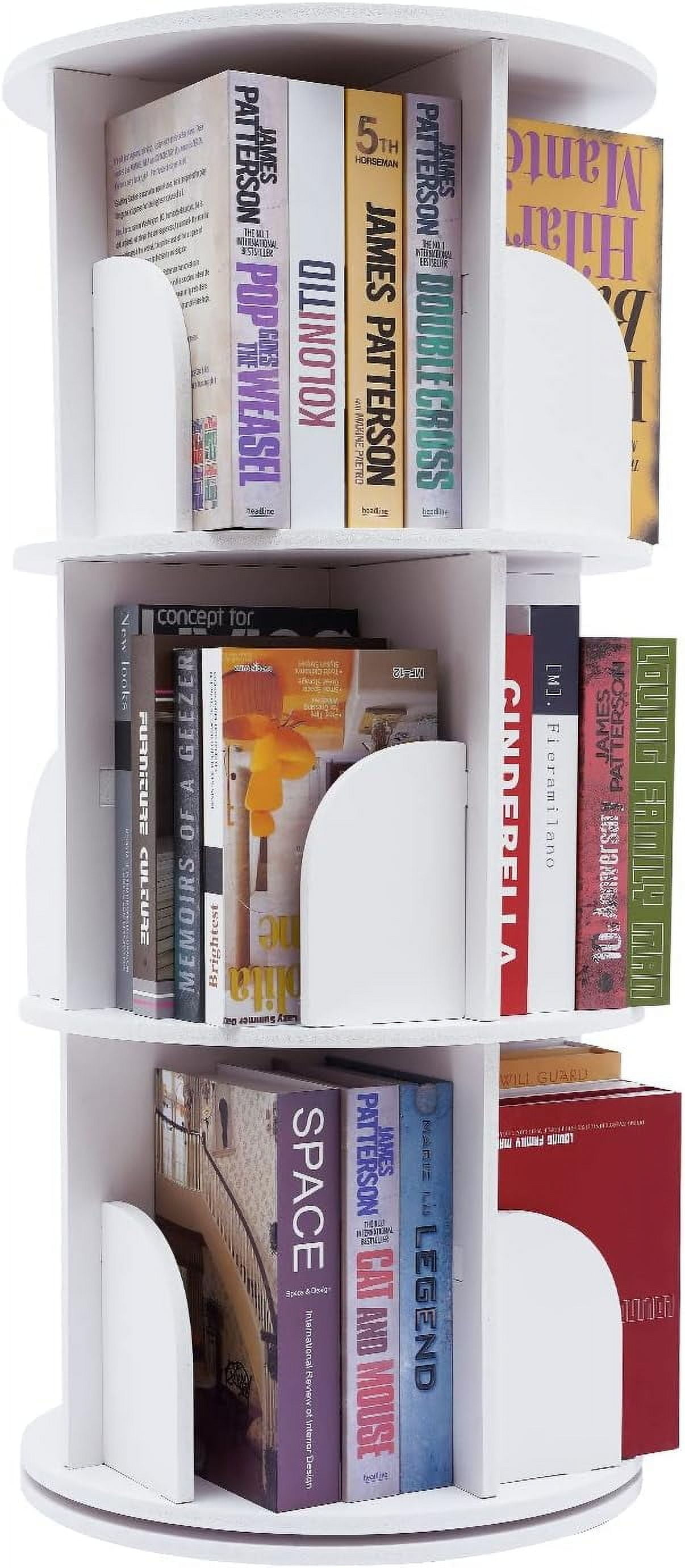 Rotating Bookshelf 360 Display Floor Standing Bookcase Storage Rack for ...