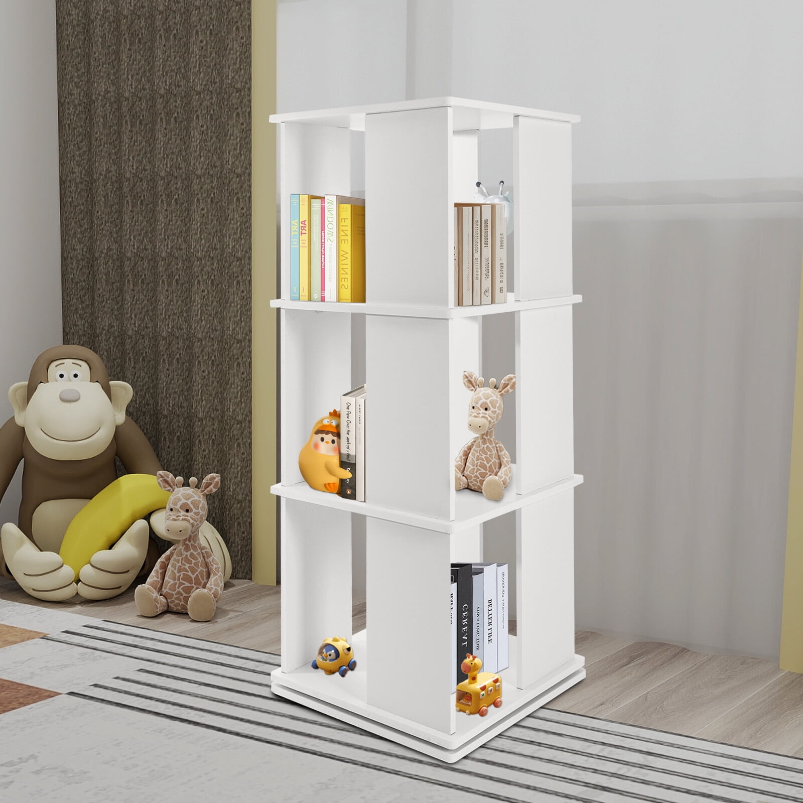 Rotating Bookshelf, 360° Revolving Bookcase Stackable Spinning ...