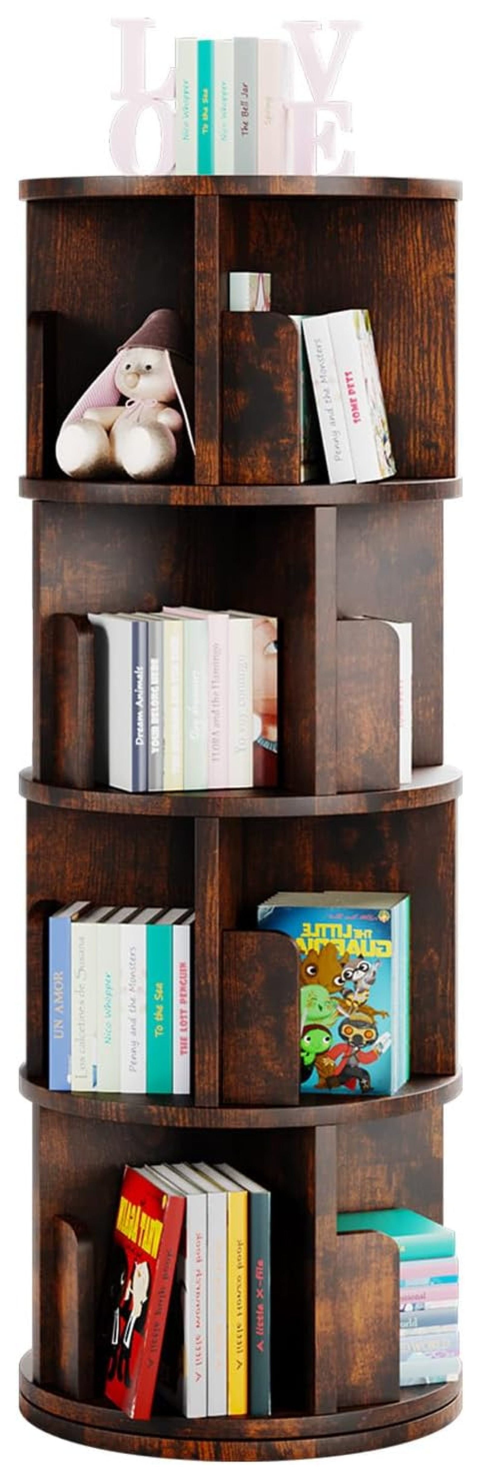 Rotating Bookshelf, 360° Rotating Bookcase for Small Space, Corner ...
