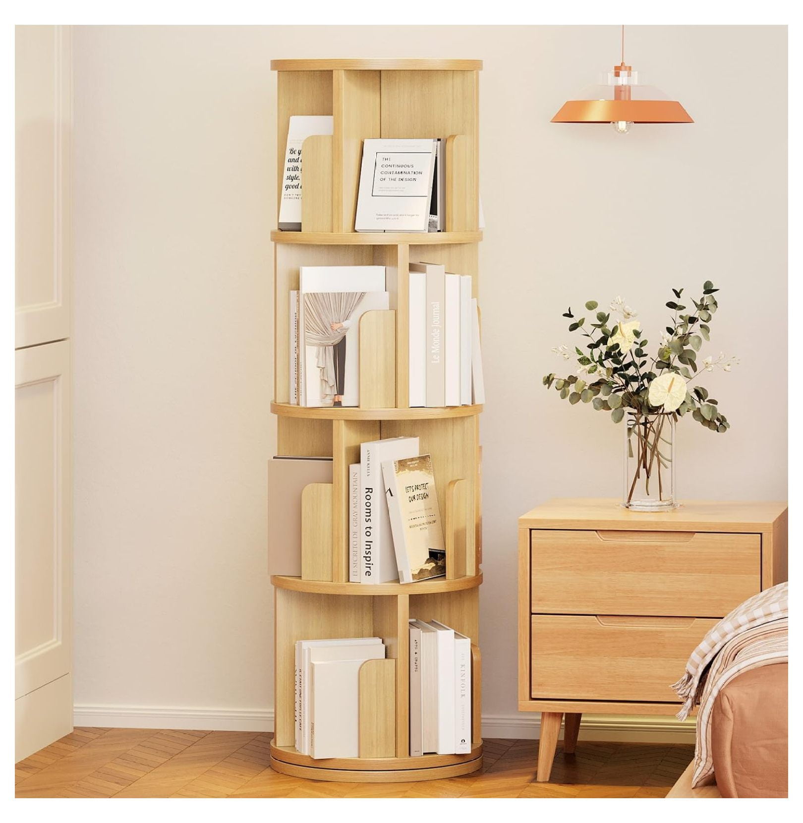 Rotating Bookshelf, 360° Rotating Bookcase for Small Space, Corner ...
