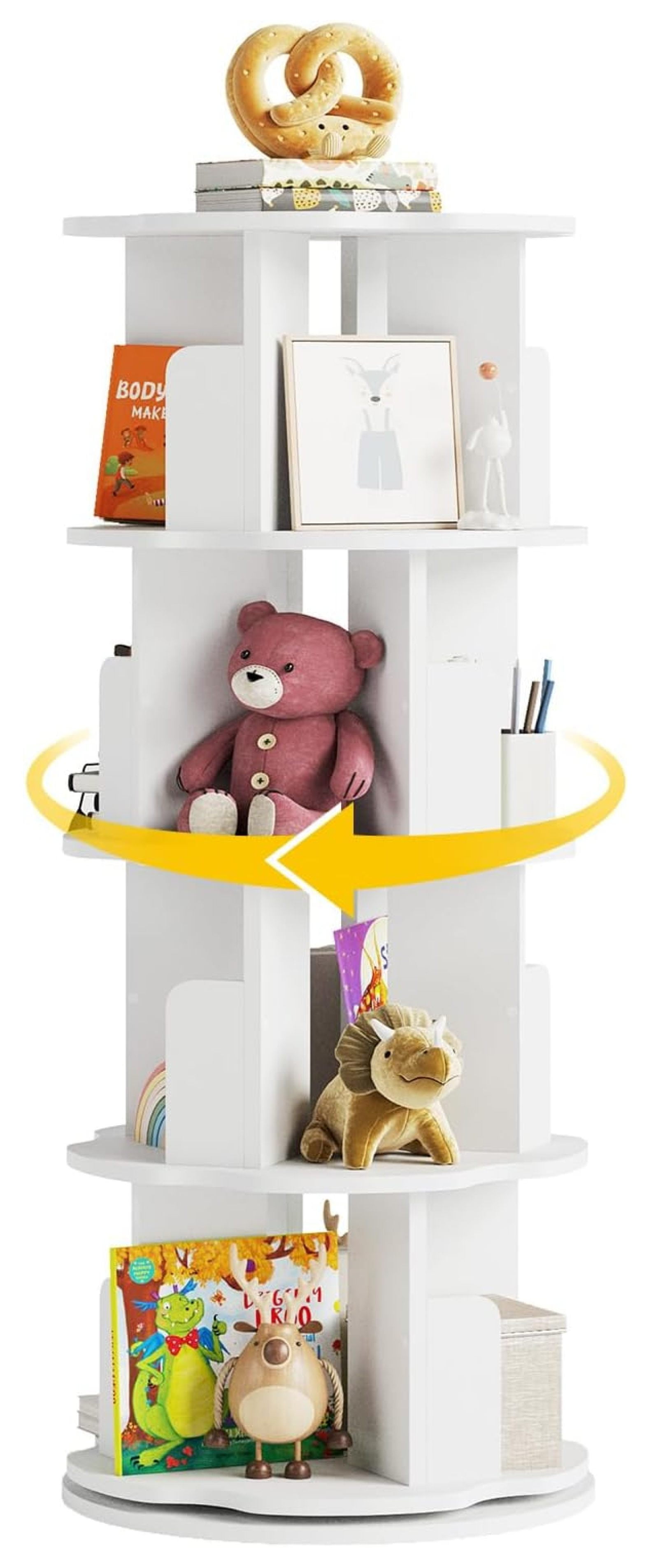 Rotating Bookshelf, 360° Rotating Bookcase for Small Space, Corner ...