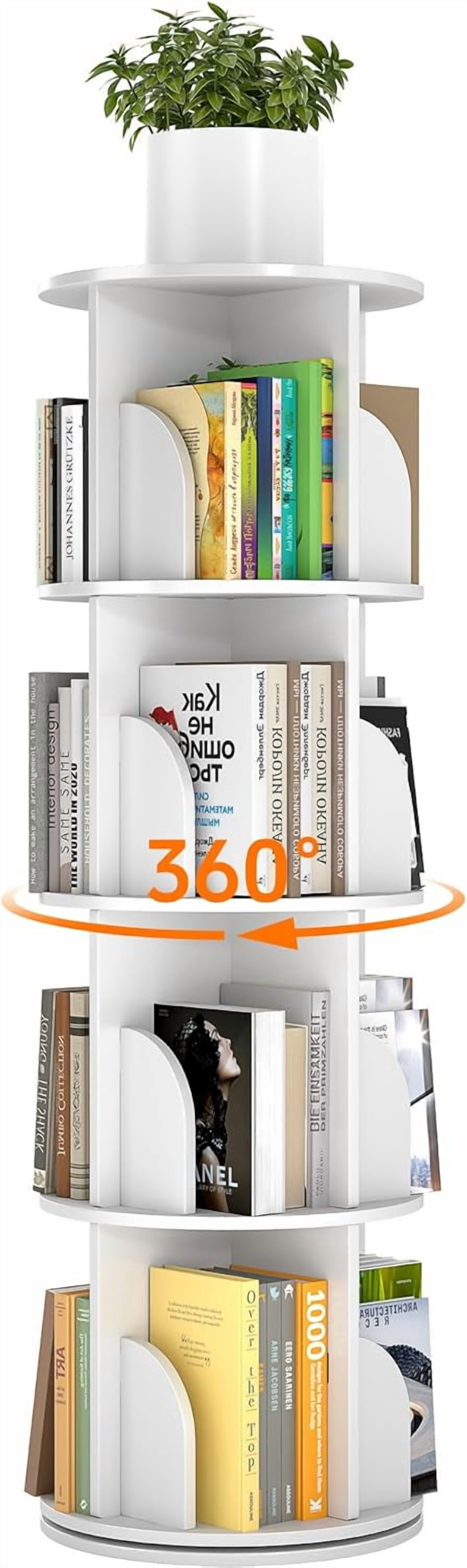 Rotating Bookshelf 4 Tier, 360 Degree Spinning Corner Bookcase with ...