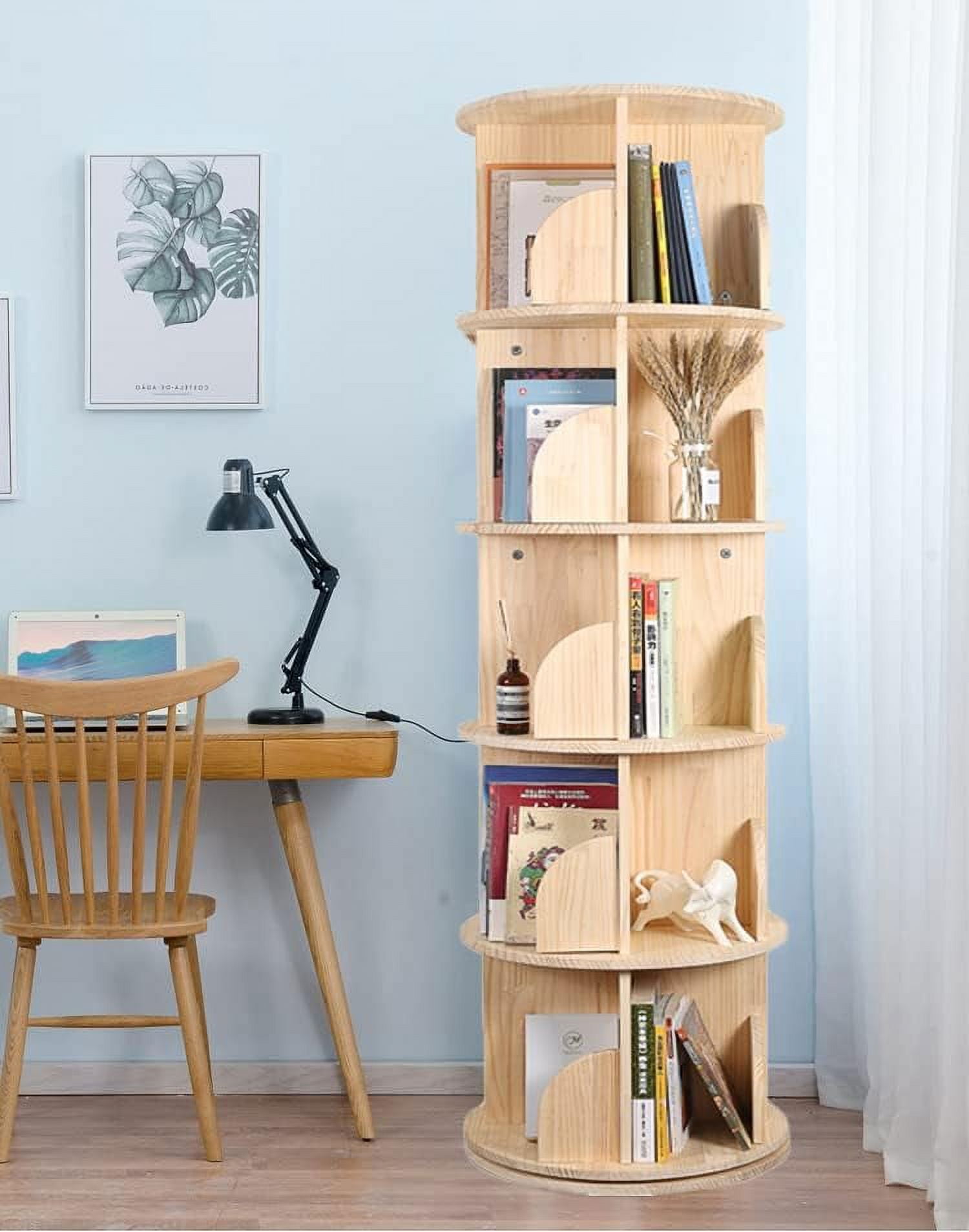 Rotating Bookshelf, 5 Tier 360 Degrees Revolving Bookcase Corner ...