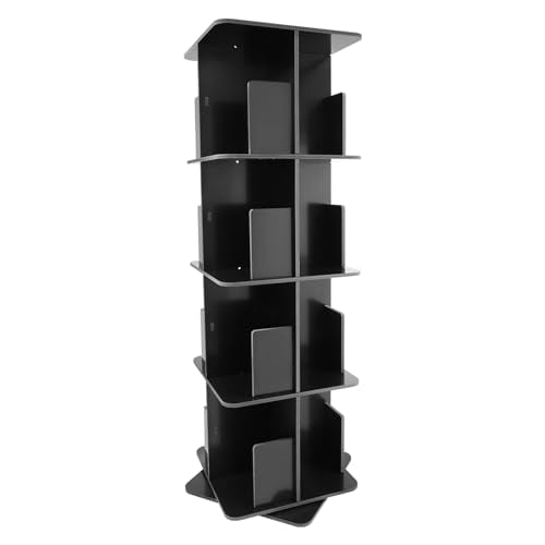 Rotating Bookshelf 4 Tier Bookcase Square Floor Standing 360° Rotating ...