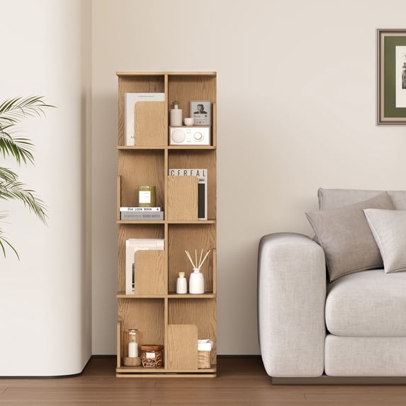 Rotating Bookshelf, 4 Tier Small Bookcase Corner Shelves Display ...