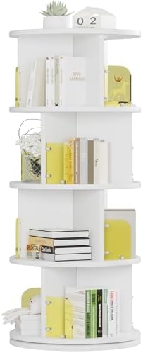 Rotating Bookshelf, 4-Tier Small Corner Display with Acrylic Window ...