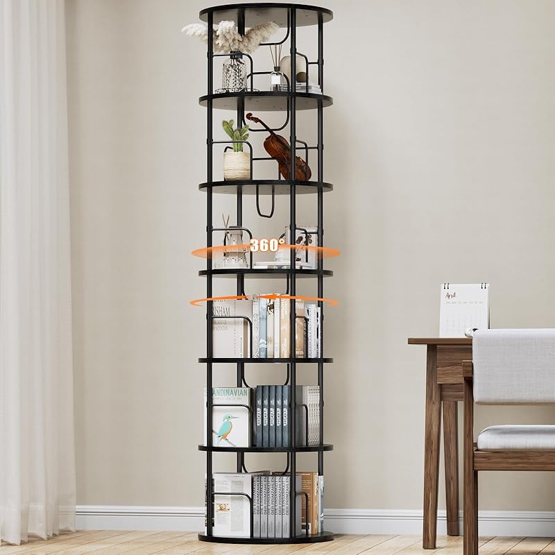 Rotating Bookshelf, 4 Tier Spinning Bookshelf Tower, 360 ° Display ...