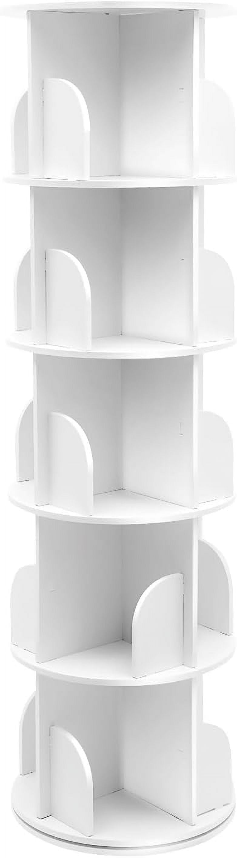 Rotating Bookshelf, 5 Tier 360° Rotating Stackable Shelves Round ...