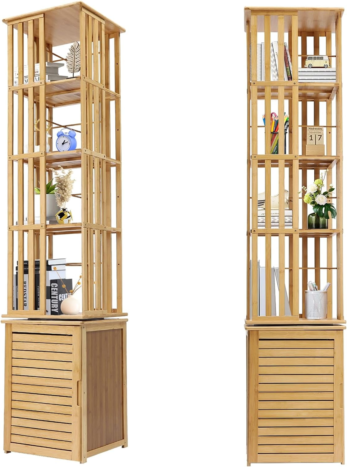 Rotating Bookshelf, 6 Tier 360° Floor Standing Revolving Bookcase ...