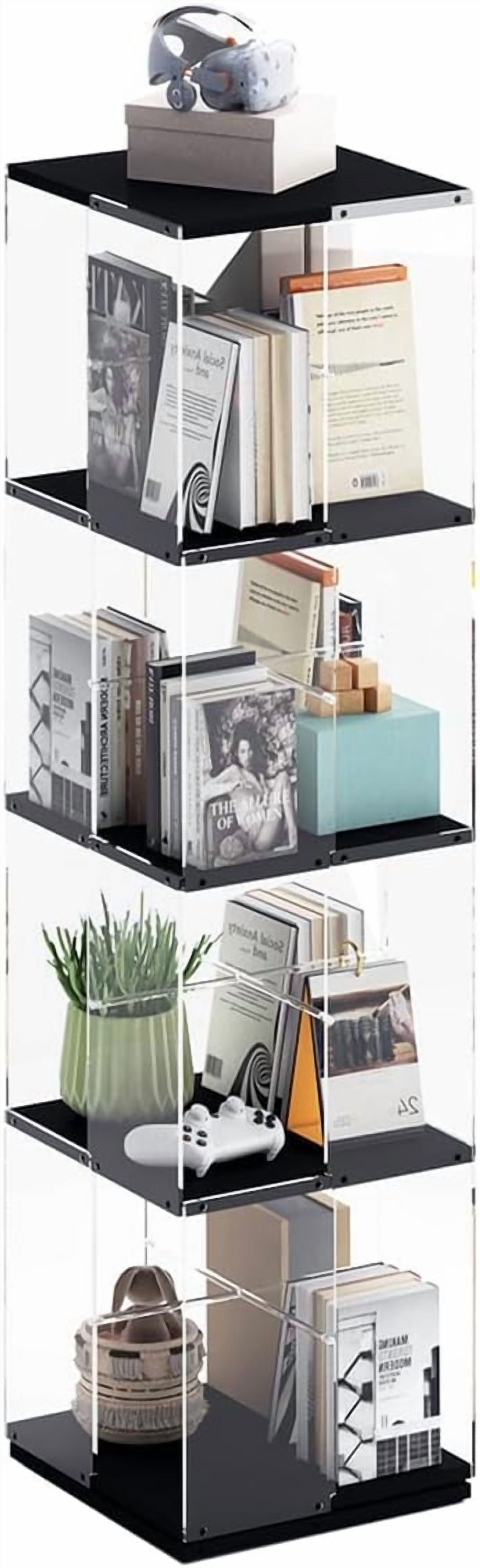 Rotating Bookshelf, Acrylic Bookshelf Clear, 360 Degree Revolving ...