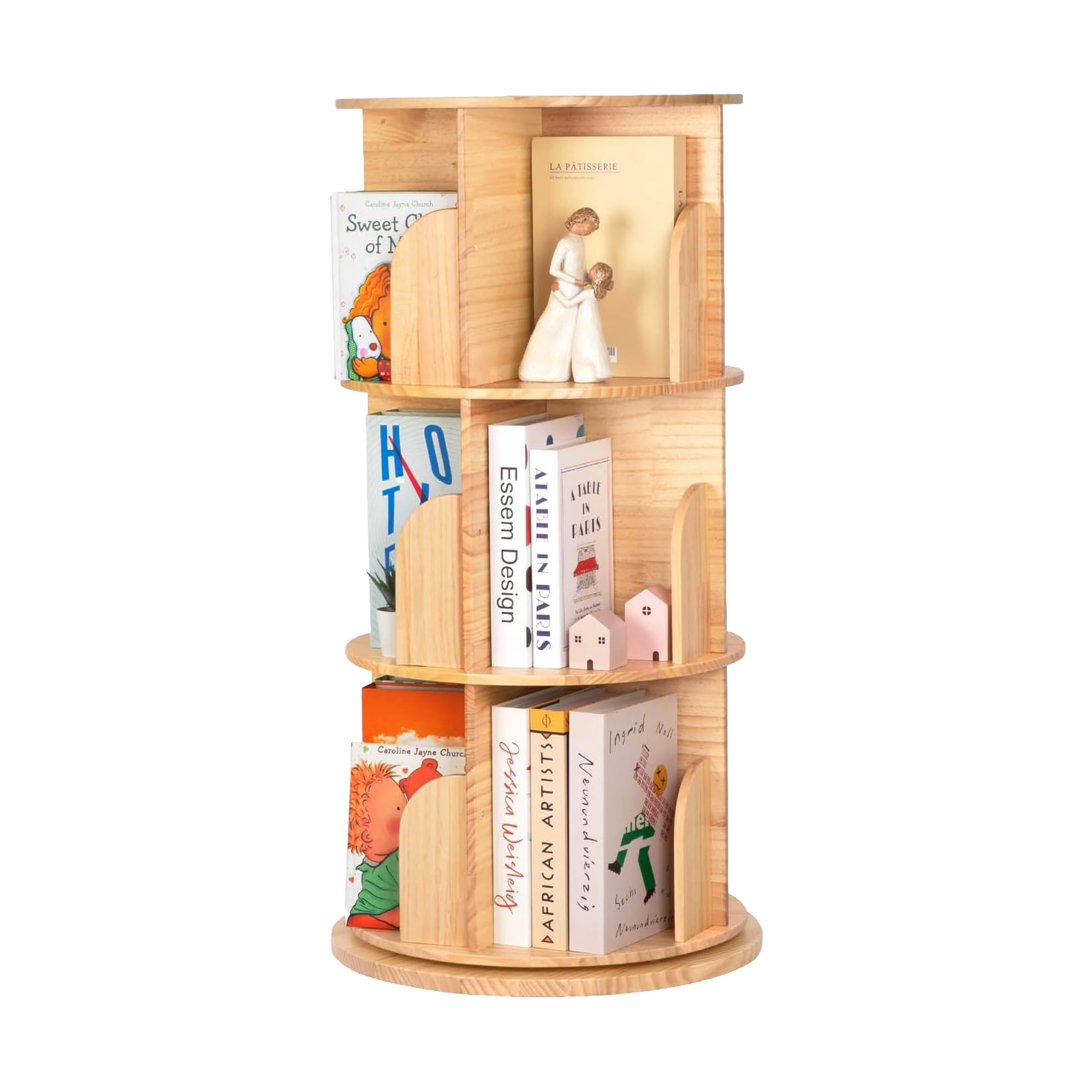 Rotating Bookshelf for Kids & Adult, Small Corner Bookcase 360° Display ...
