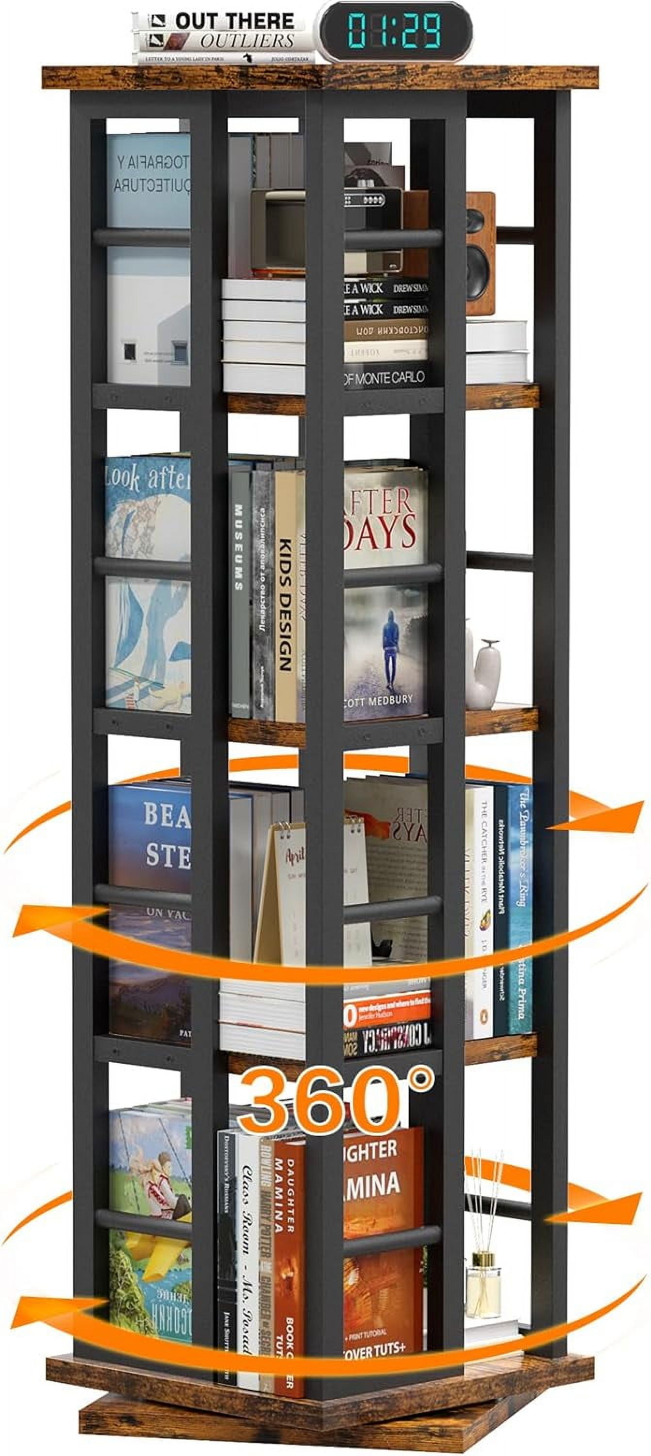 Rotating Bookshelf with Metal Frame, 360 Display Wood Revolving ...