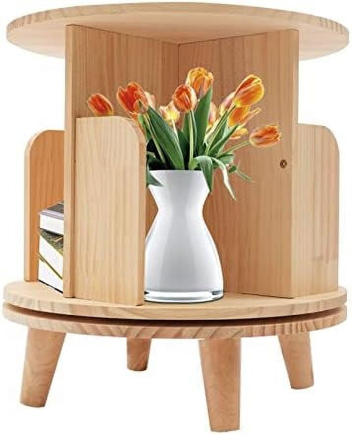 Rotating Bookshelf, Pine Wood Bookcase Book Shelf, Freestanding Bookcase Books Storage ...