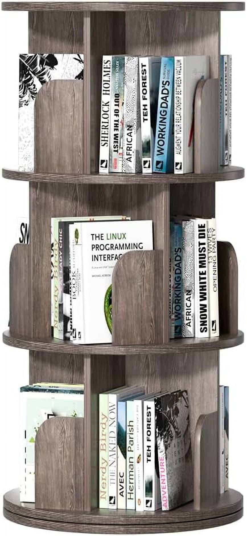 Rotating Bookshelf, Revolving Bookcase 360 Display Round Bookshelf ...