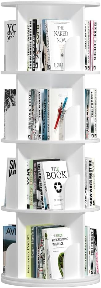 Rotating Bookshelf, Revolving Bookcase 360 Display Round Bookshelf ...