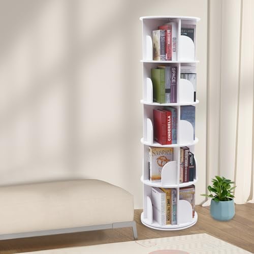 Rotating Bookshelf,Revolving Bookcase,Stackable Bookshelf Organizer ...