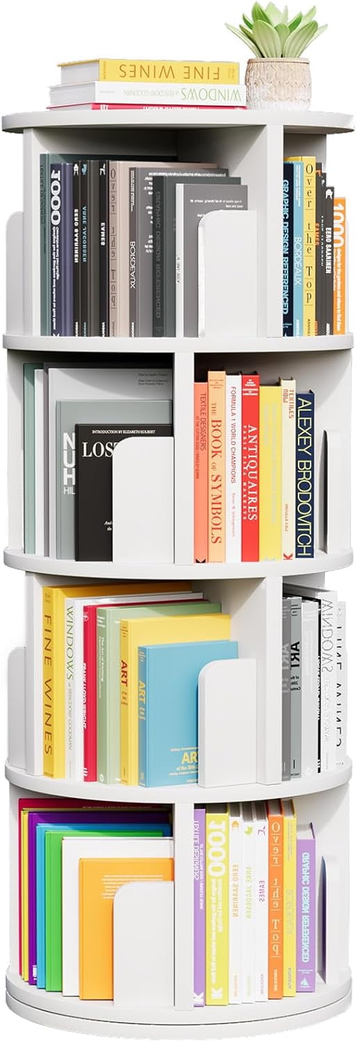 Rotating Bookshelf, Rotating Bookcase for Small Space, Corner Bookcase ...