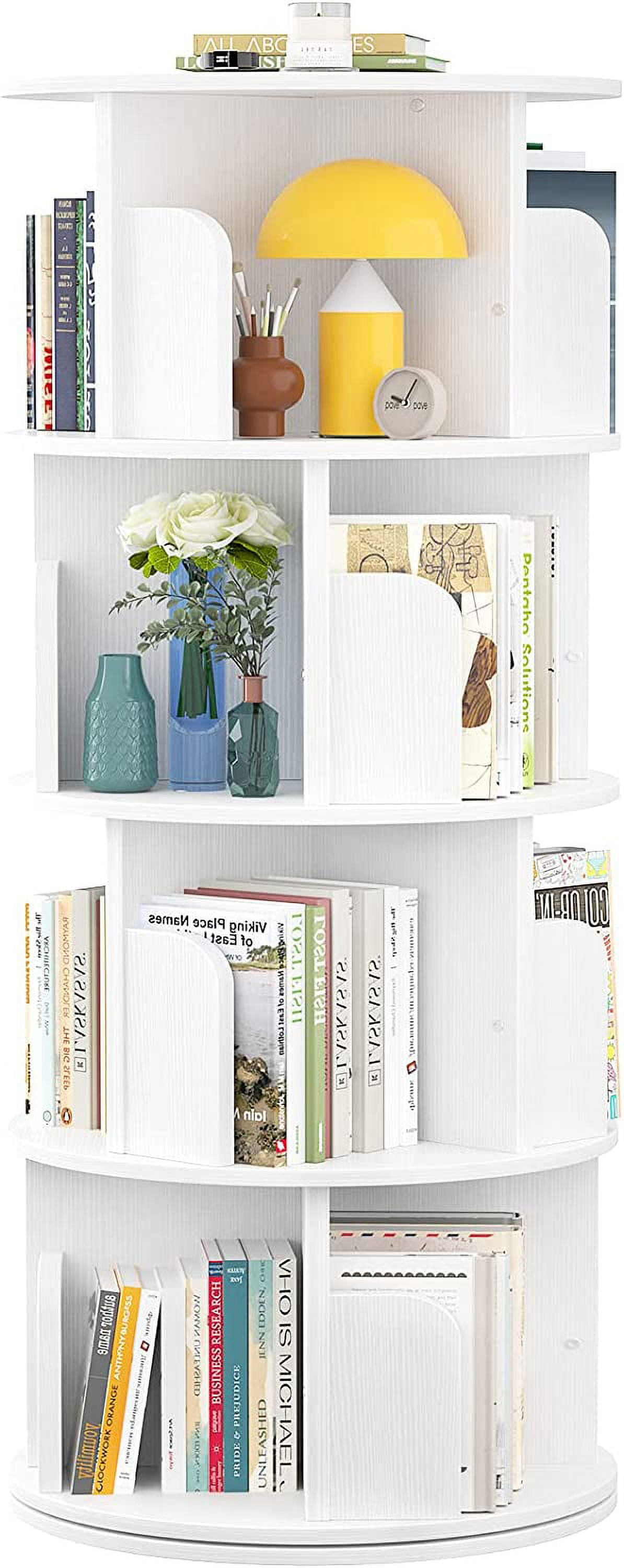 Rotating Bookshelf, Small Corner Bookshelf for Small Space, 360 Display ...